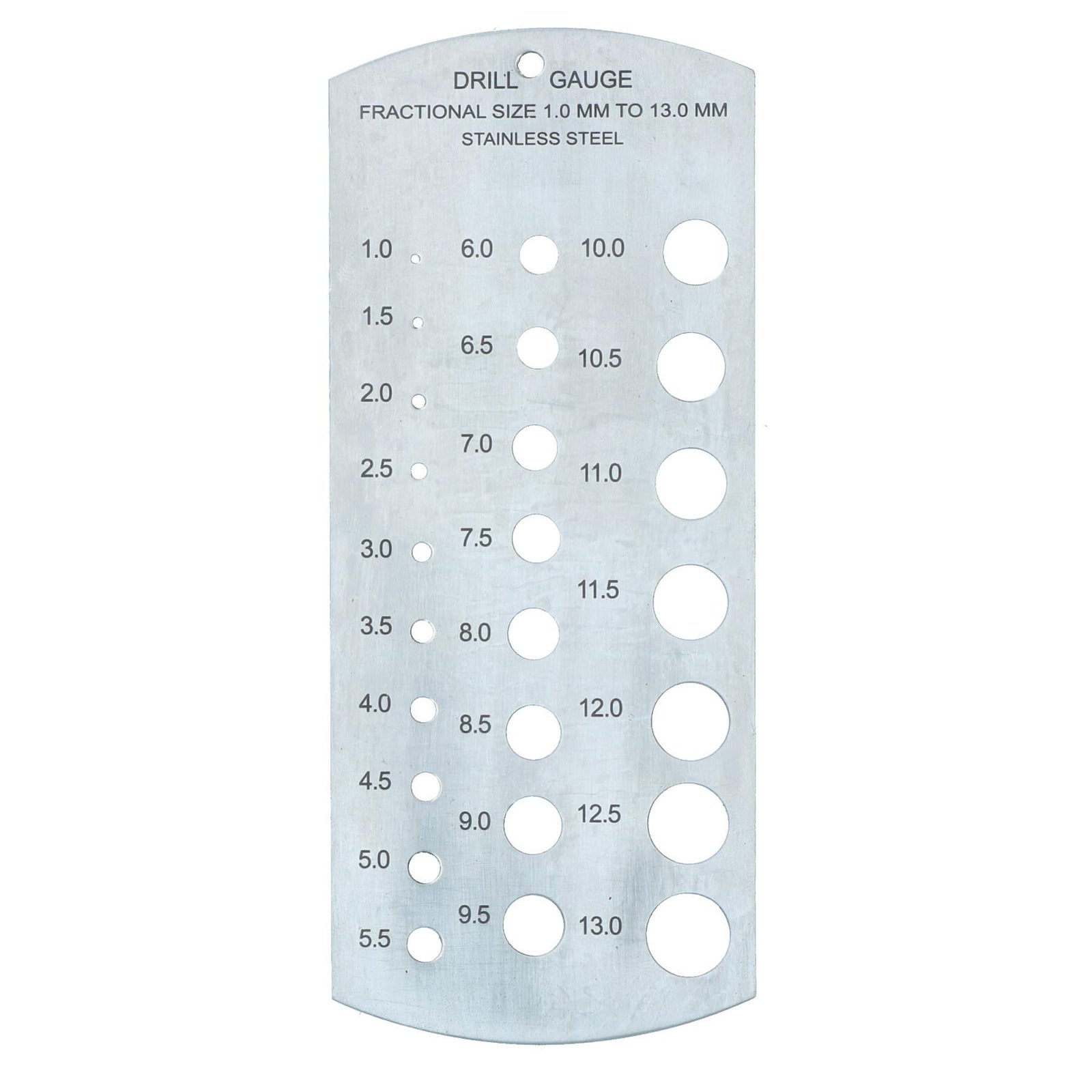 Metric Fractional Drill Size Gauge 1 to 13mm Measure Hole Guide Stainl ...